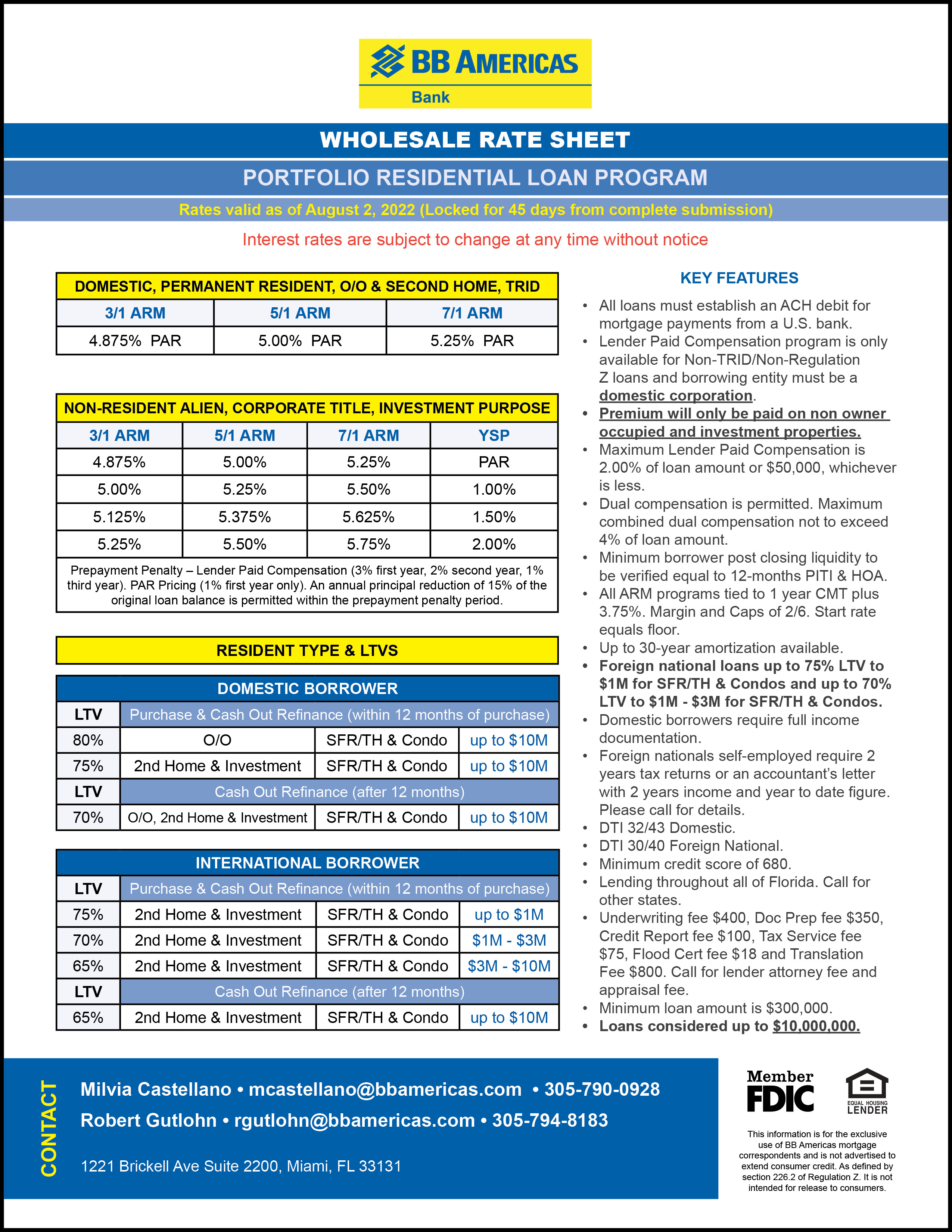 August Rate Sheet Update